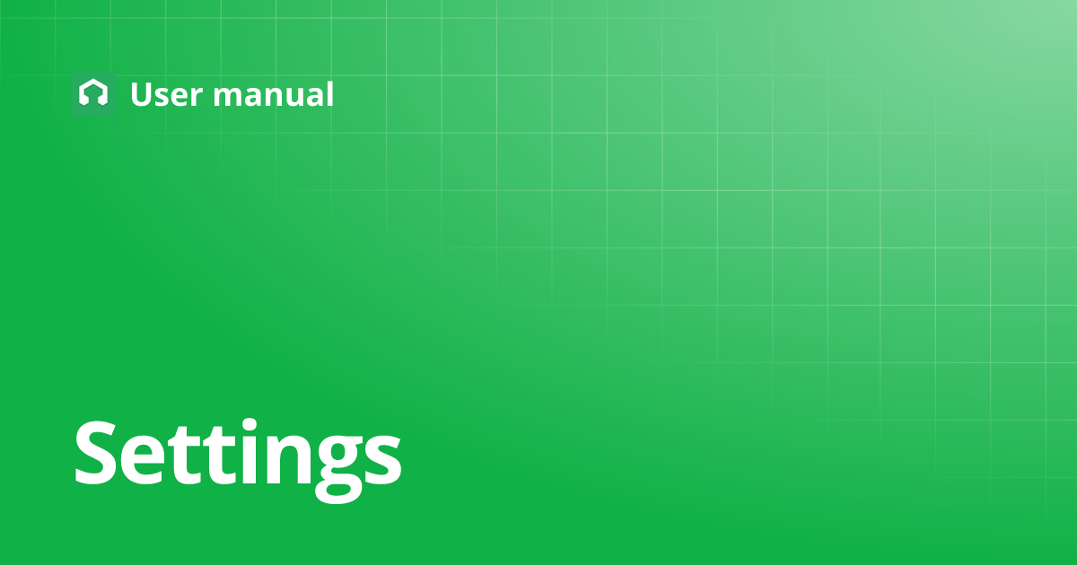 Settings | User manual