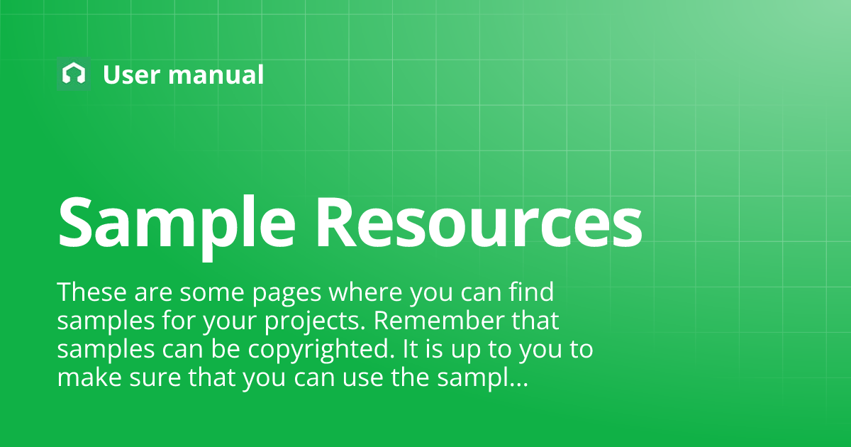 Sample Resources | English Current (1.3.x) | User manual