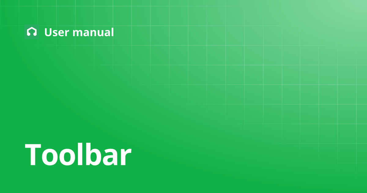 Toolbar | User manual